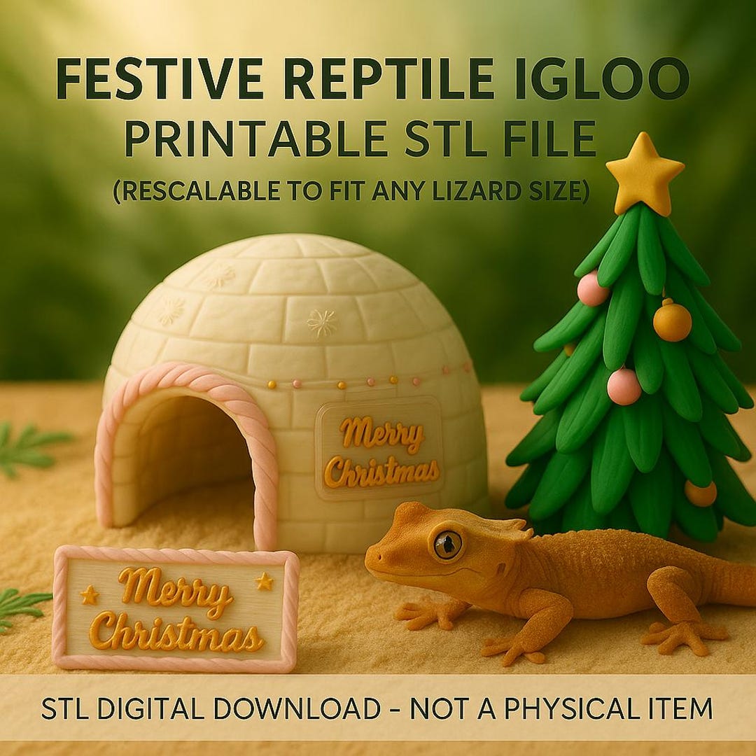 Crested Gecko Cave STL File – Small Lizard 3D Printed Reptile Igloo ...