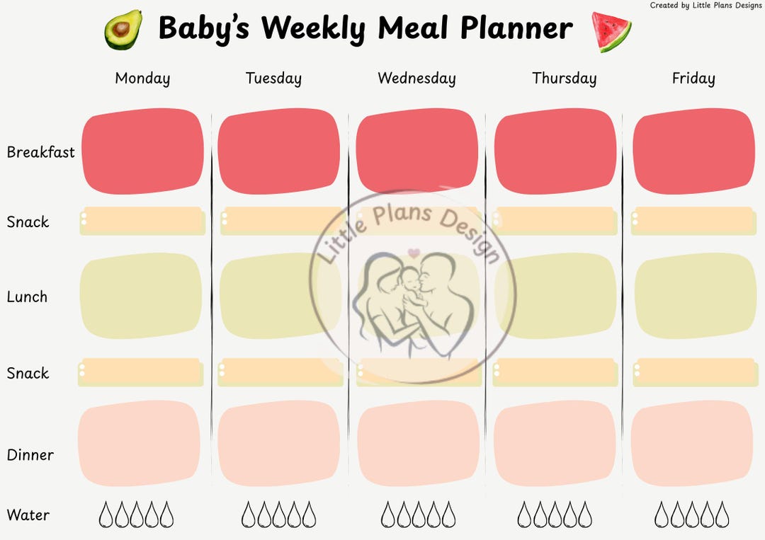 Printable Baby Meal Planner & Prep Cheatsheet | Weekly Baby Food ...