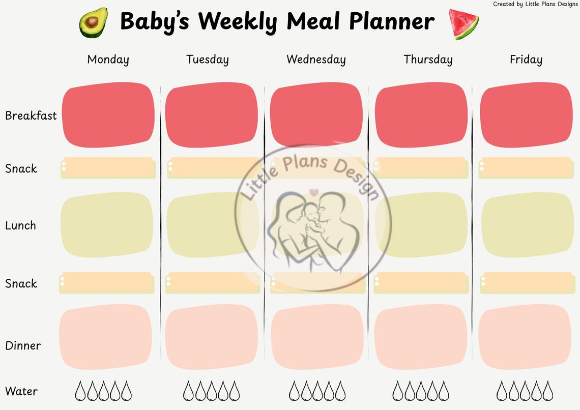 Printable Baby Meal Planner & Prep Cheatsheet | Weekly Baby Food ...