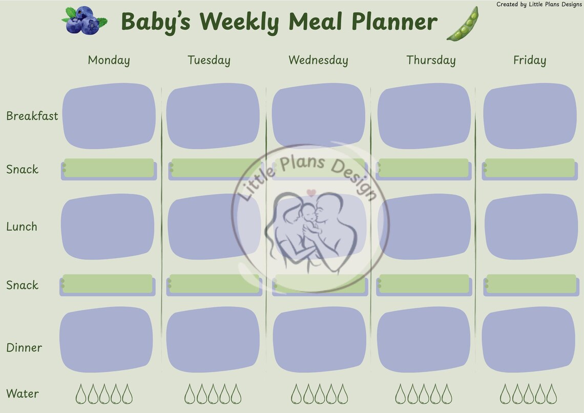 Printable Baby Meal Planner & Prep Cheatsheet | Weekly Baby Food ...