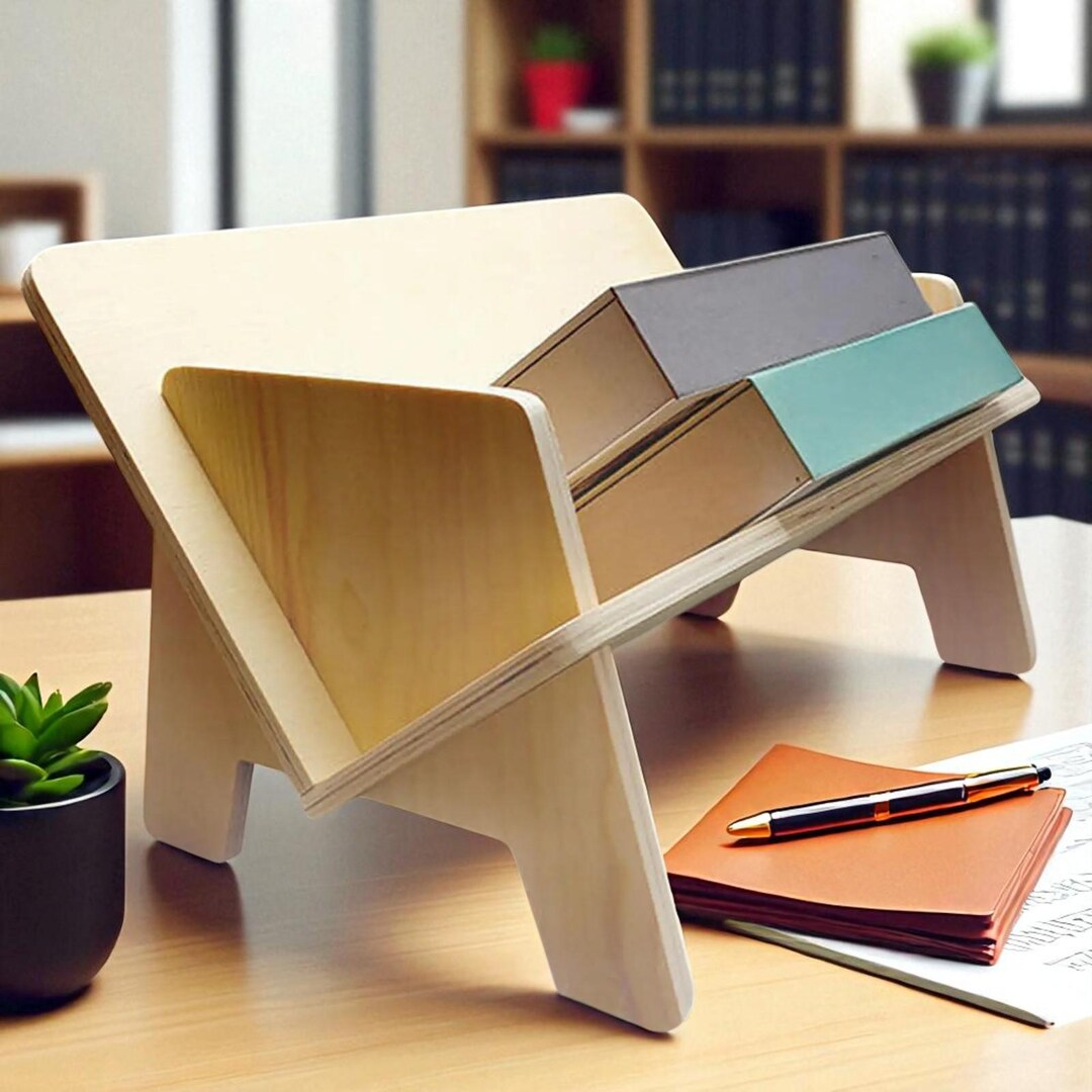 Wooden Desktop Bookshelf Organizer – Minimalist Tabletop Storage Rack ...
