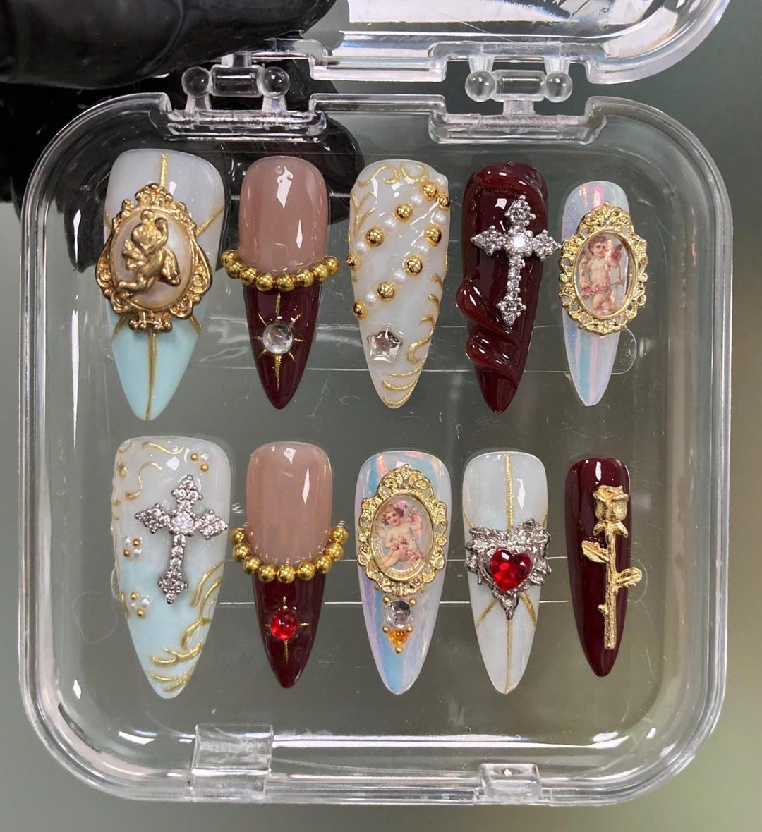 Terra Nail – Victorian Gothic Press on Nails | Baroque Cross & Angel ...