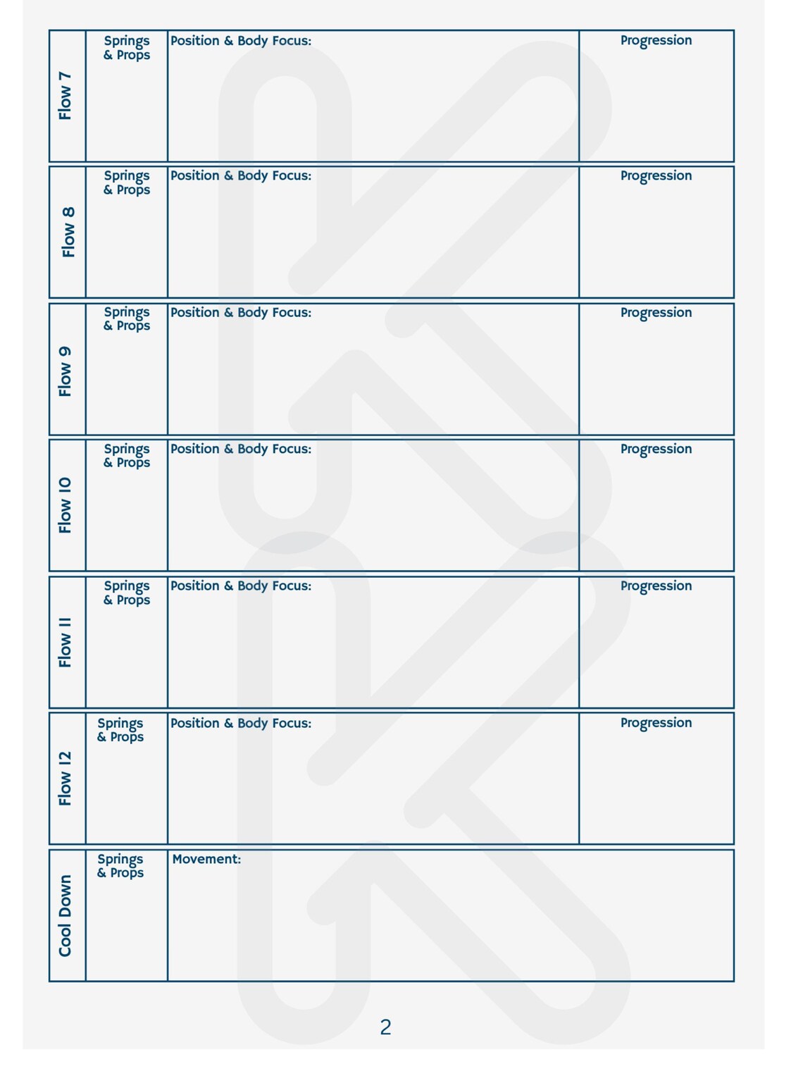Pilates Class Planner Reformer Template PDF Fillable Fields – Navy Blue ...