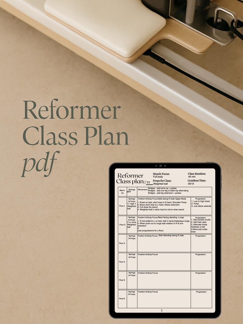 Pilates Class Planner Reformer Template PDF Fillable Fields - Etsy