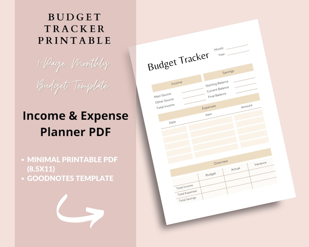 Monthly Budget Tracker Printable | Income & Expense Planner (8.5x11 PDF ...