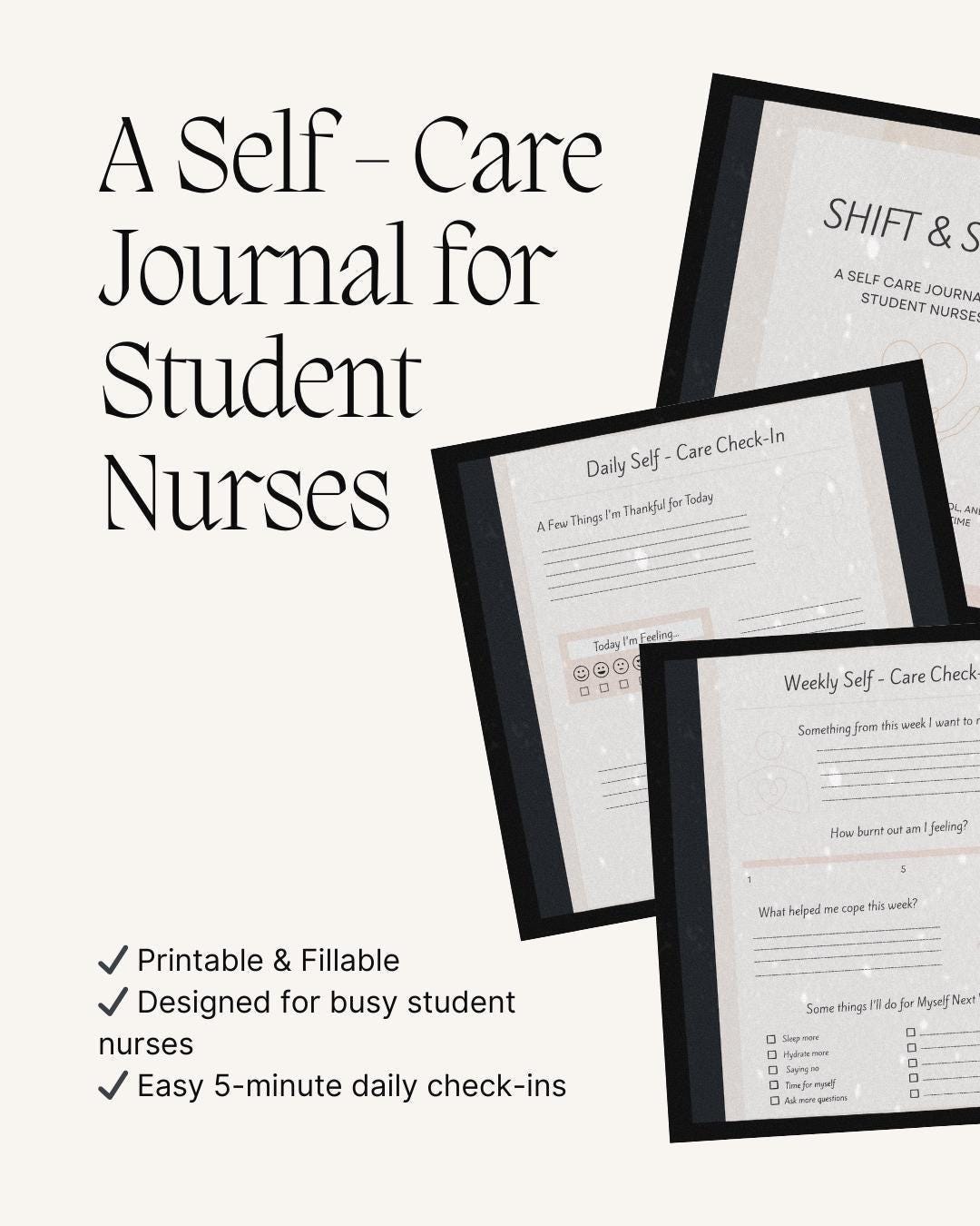 Nurse Self-care Journal | Printable Burnout Tracker | Shift Reflection ...