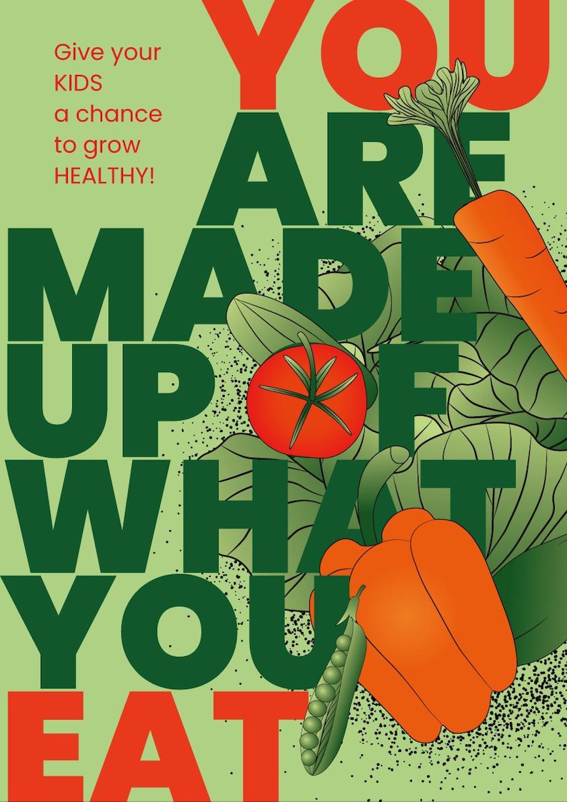 Healthy Eating Poster for Kids – A3 Printable Wall Art – You Are What ...