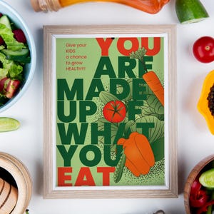 Healthy Eating Poster for Kids – A3 Printable Wall Art – You Are What ...