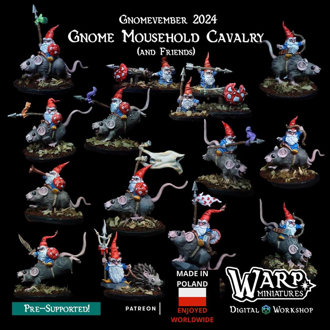 Gnome Mousehold Cavalry - Monopose Models for Tabletop Games - Etsy