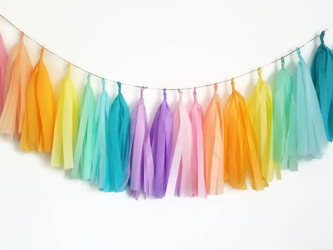 Rainbow Tassel Garland,pastel Rainbow Garland,rainbow Garland,unicorn ...