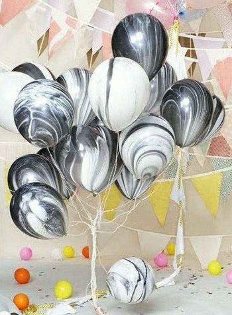 Marble Balloonsblack and White Marble Balloonssuper Agate - Etsy