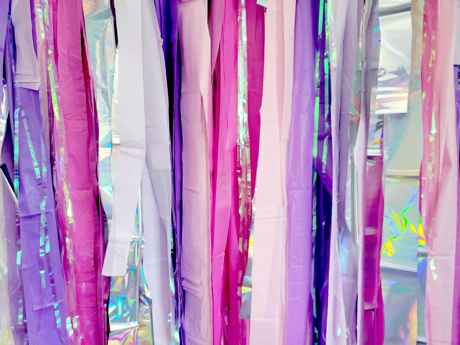 Pink and Purple Streamer Curtain,unicorn Party Backdrop,irridescent ...