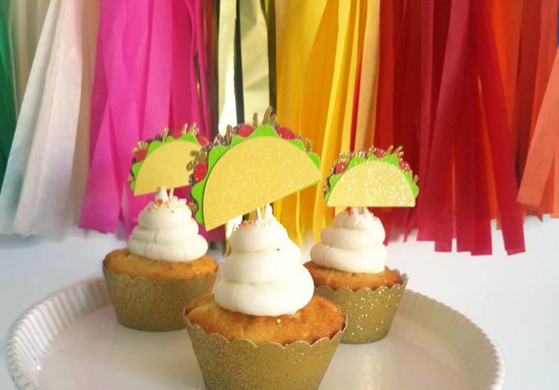 Taco Cupcake Topper,taco Cupcake Pick,taco Party,taco Tuesday,taco Bout ...