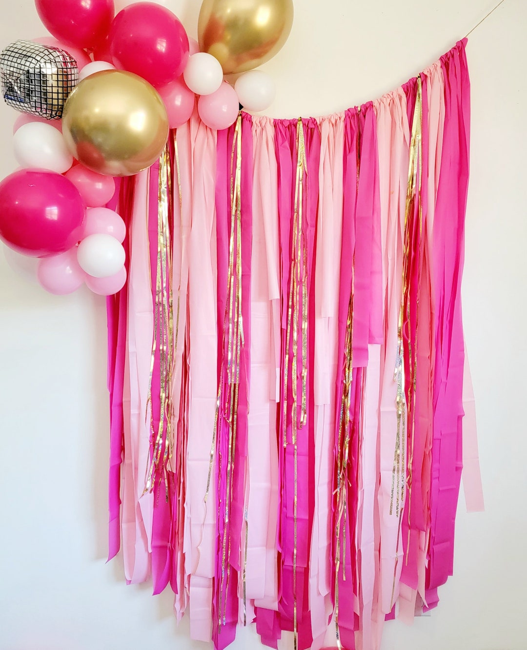 PINK and Gold Fringe Backdrop,streamer Backdrop,bachelorette Party ...