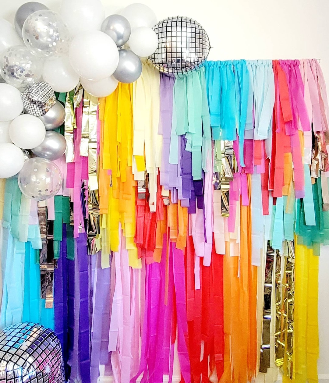 Rainbow Backdrop,fringe Backdrop,plastic Tablecloth Backdrop ...