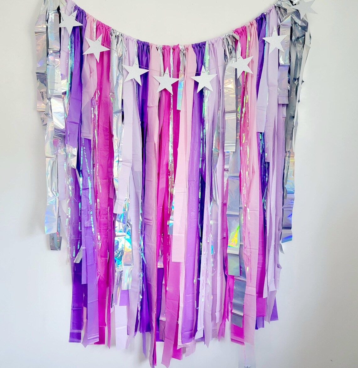 Pink and Purple Streamer Curtain,unicorn Party Backdrop,irridescent ...