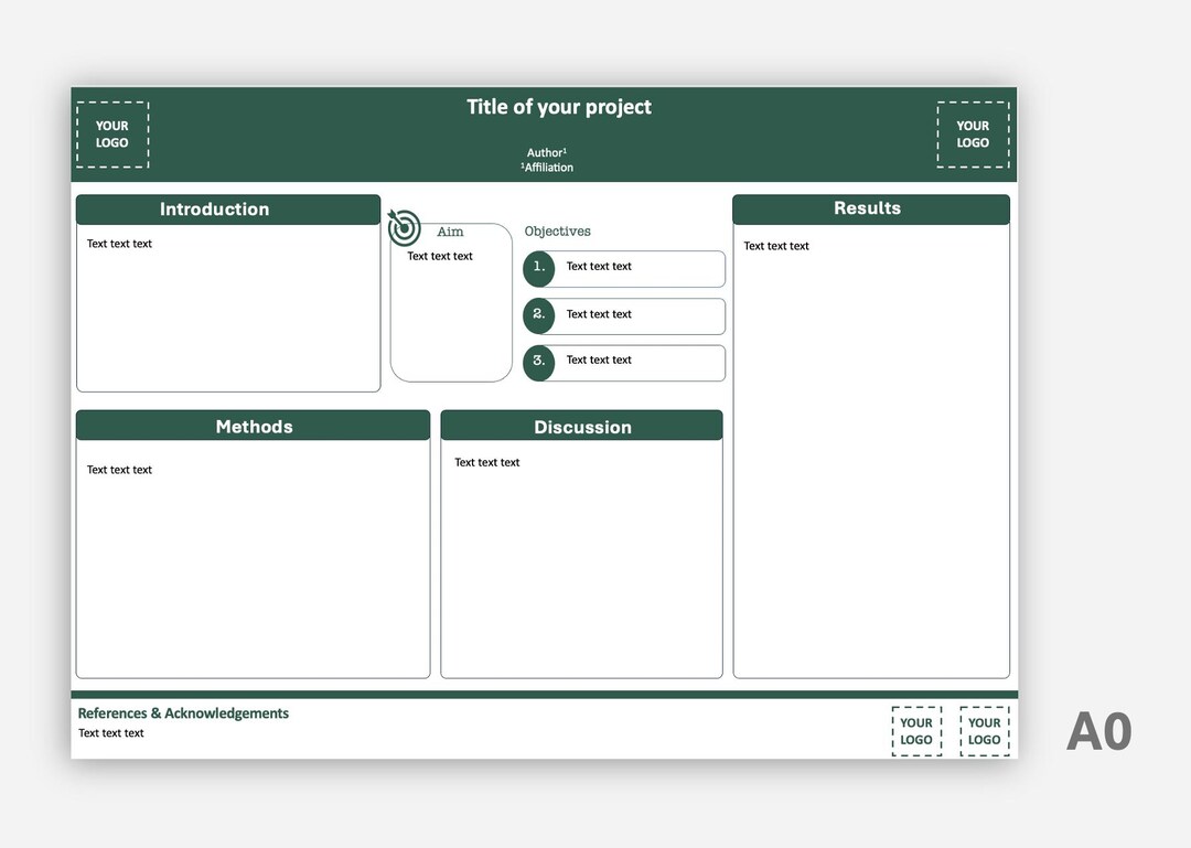 Emerald Green Research Poster Template: Aims & Objectives, Editable A0 ...