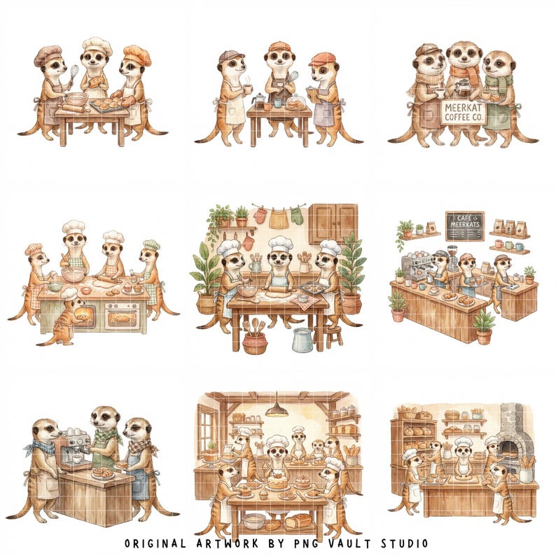 Meerkat Jobs Clipart Bundle, Watercolor Family Professions, Kids ...