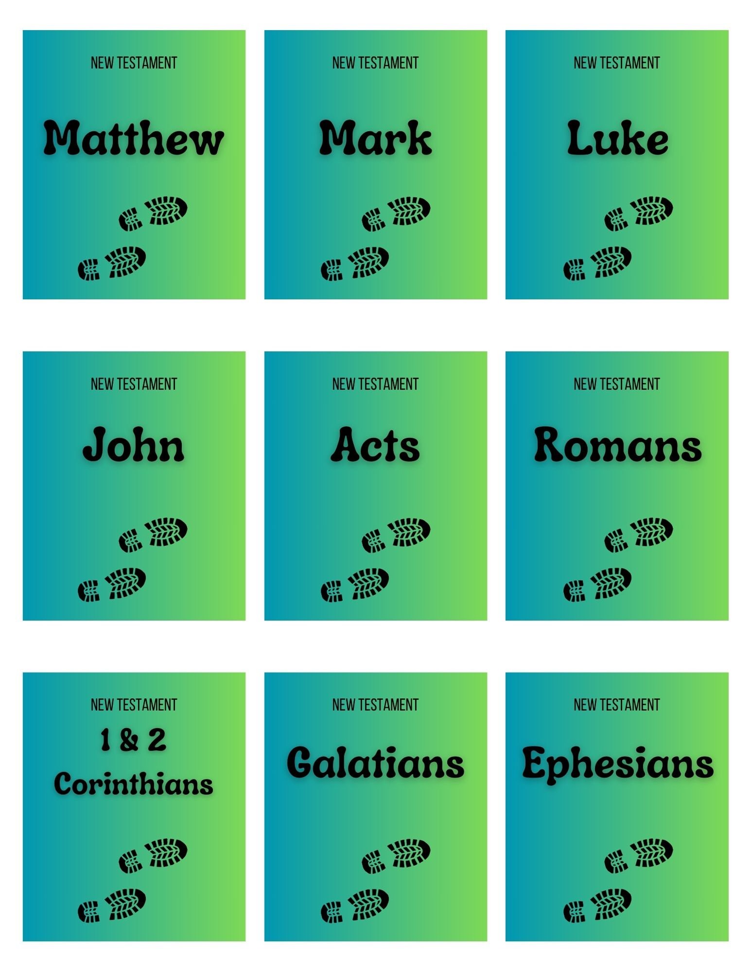 New Testament Books of the Bible Flashcards – PDF Printable ...
