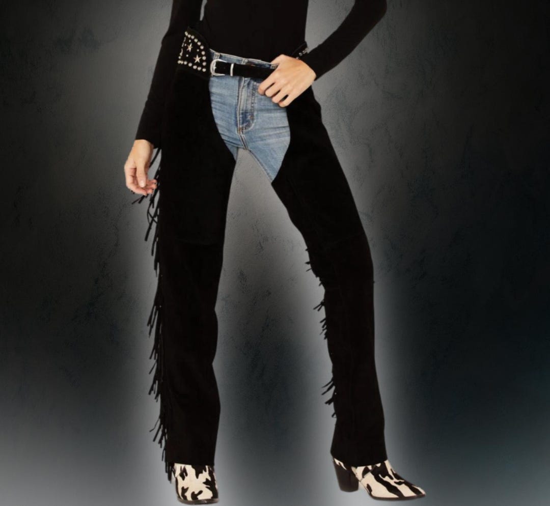 Handmade Suede Leather Cowgirl Chaps With Fringes: Western Rodeo Gear ...