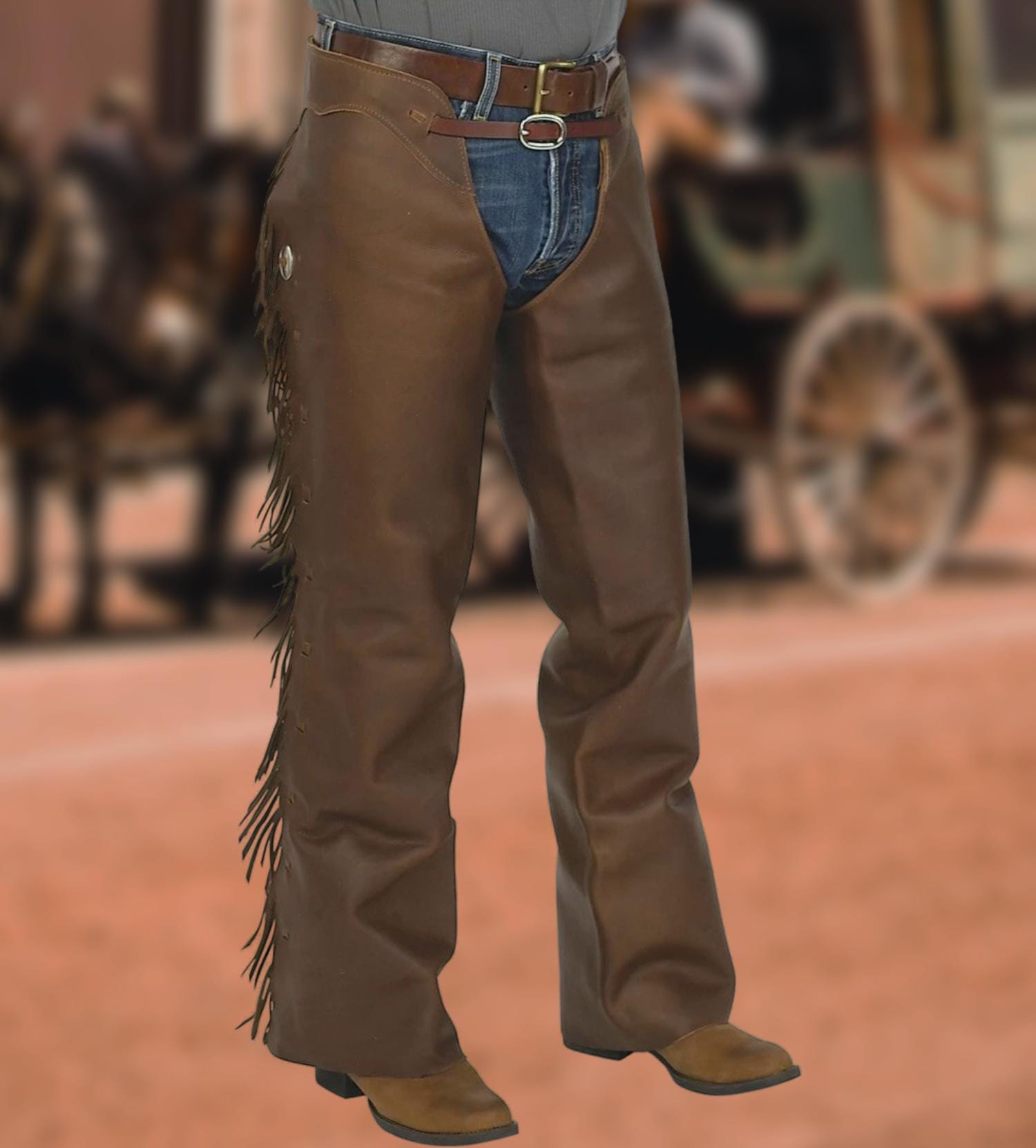 Handmade Leather Fringe Shotgun Chaps With Basket Weave Tooled Yokes ...