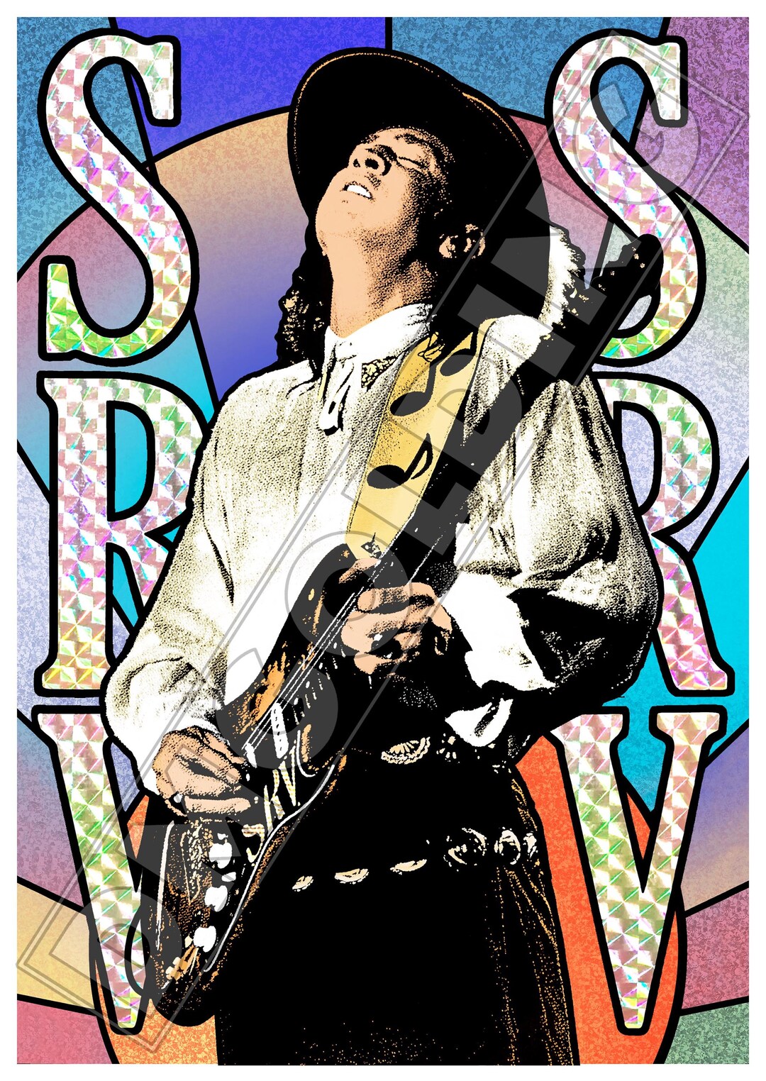 Signed Stevie Ray Vaughan A3 Pop Art Print Gig Poster SRV Blues Rock ...