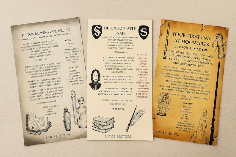 Hogwarts Mad Libs Game | Wizarding Word Game (set of 3) (printable PDF ...