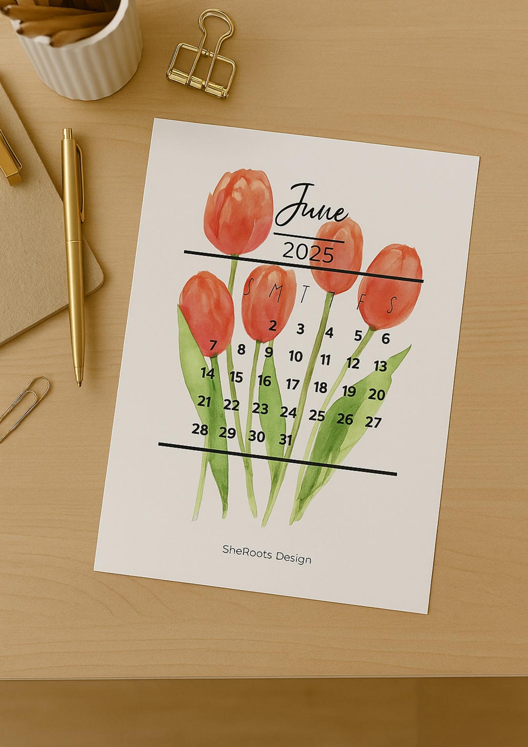 2025 Monthly Calendar Cards Printable Format A5 | Watercolor Floral ...