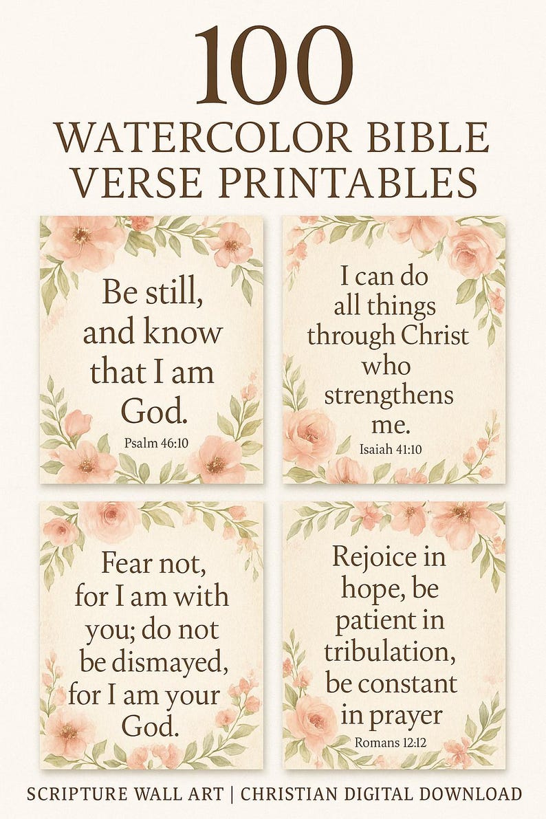 100 Watercolor Bible Verse Printables – Scripture Wall Art | Floral ...