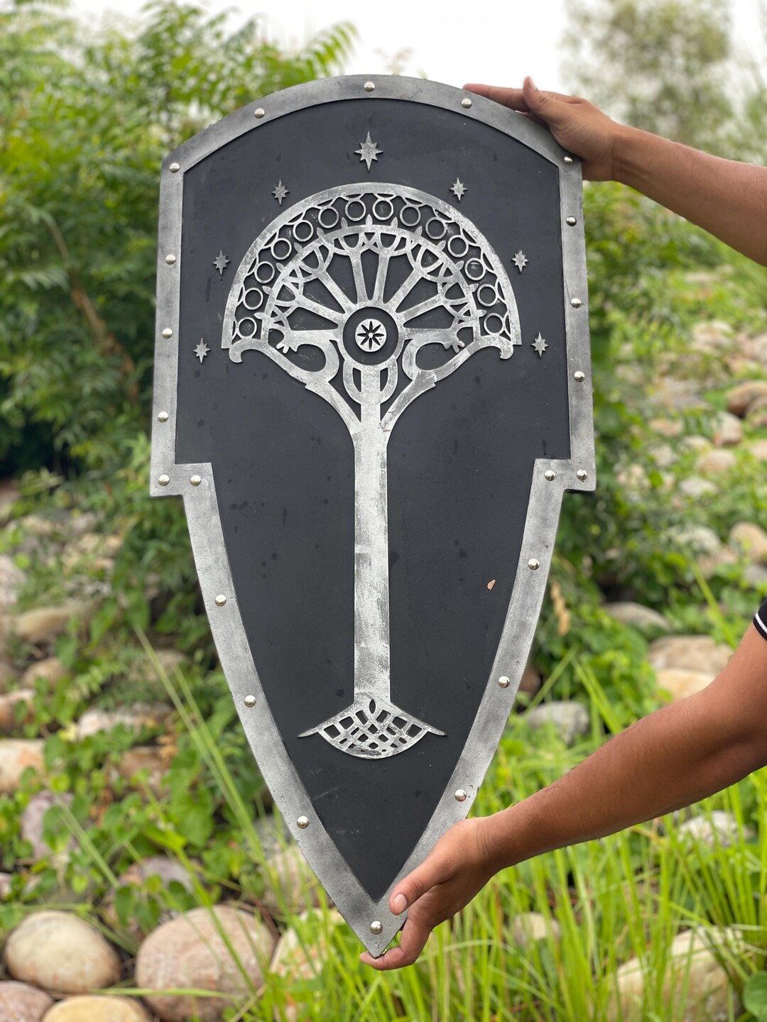 Templar Shield - Lord of the Rings Gondor Tree Shield - Wooden Heater ...