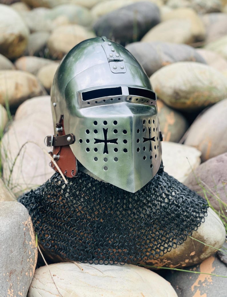 Medieval Crusader Helmet - Medieval Roa Bascinet Helmet - Helmet With ...