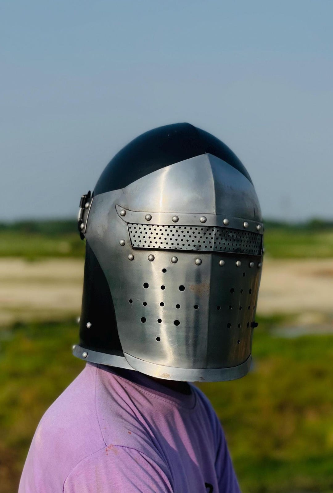 Barbuta Visor Helmet - Knight Armor Helmet - LARP Cosplay Halloween ...