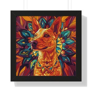 Vibrant Dog Art Framed Horizontal Poster - Colorful Pet Wall Decor ...