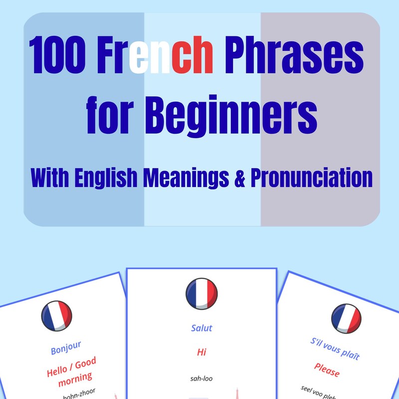 French Flashcards Printable - Etsy