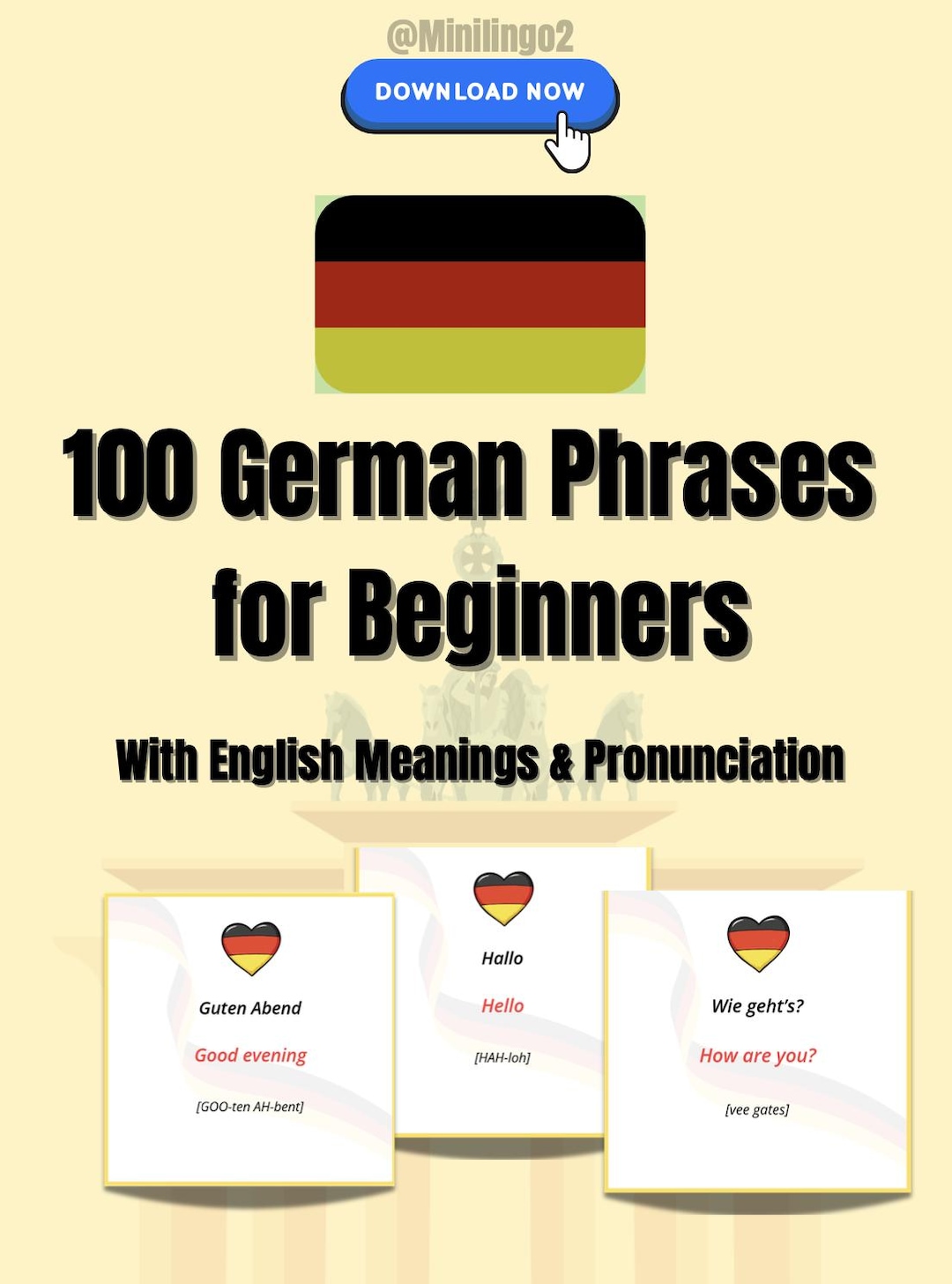German Phrase Flashcards for Beginners: English Translations (printable ...