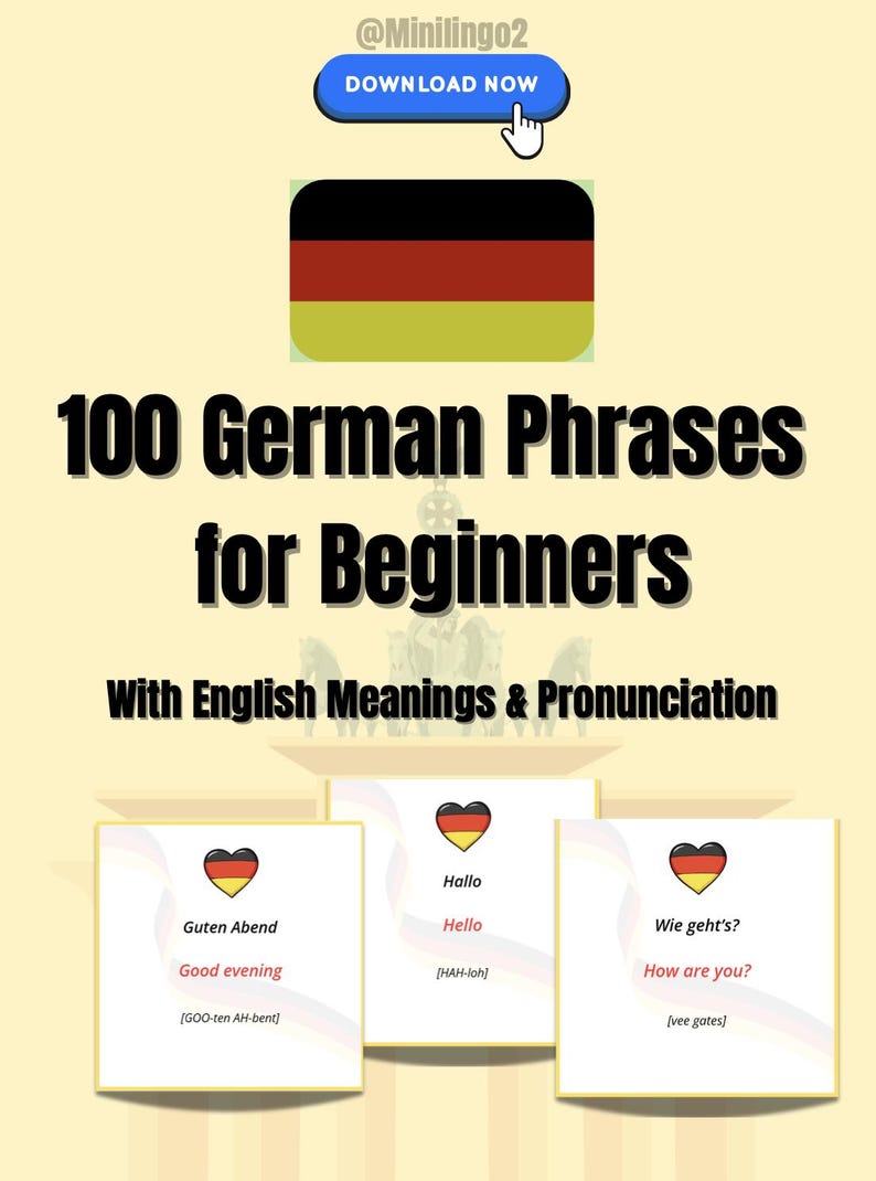 100 German Phrase Flashcards for Beginners – Learn German With English ...