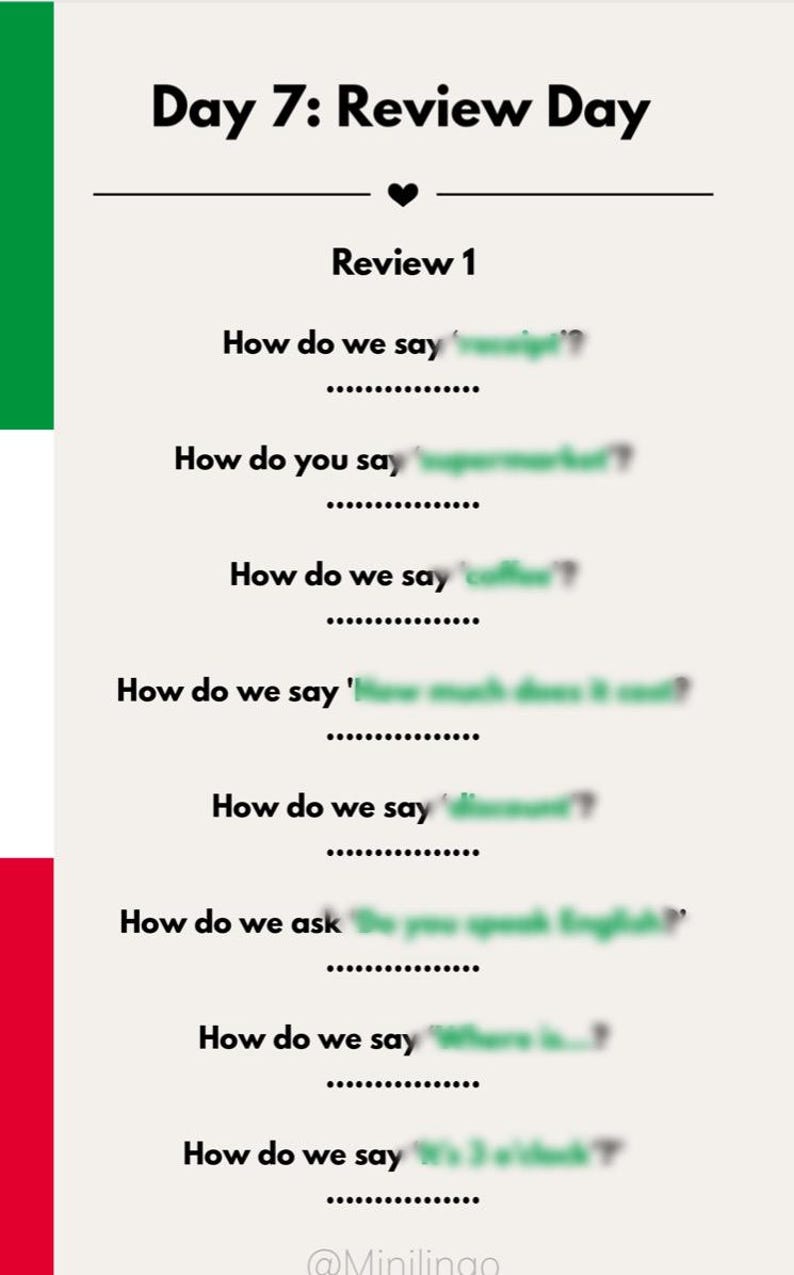 Learn Basic Italian in 7 Days - Travel to Italy With All the ...