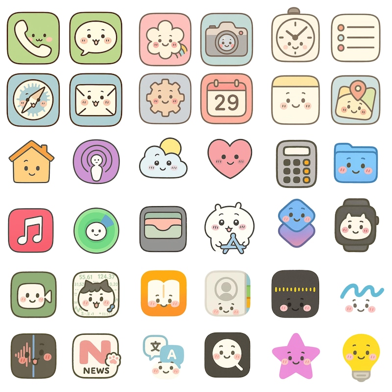 Kawaii App Icons - Etsy