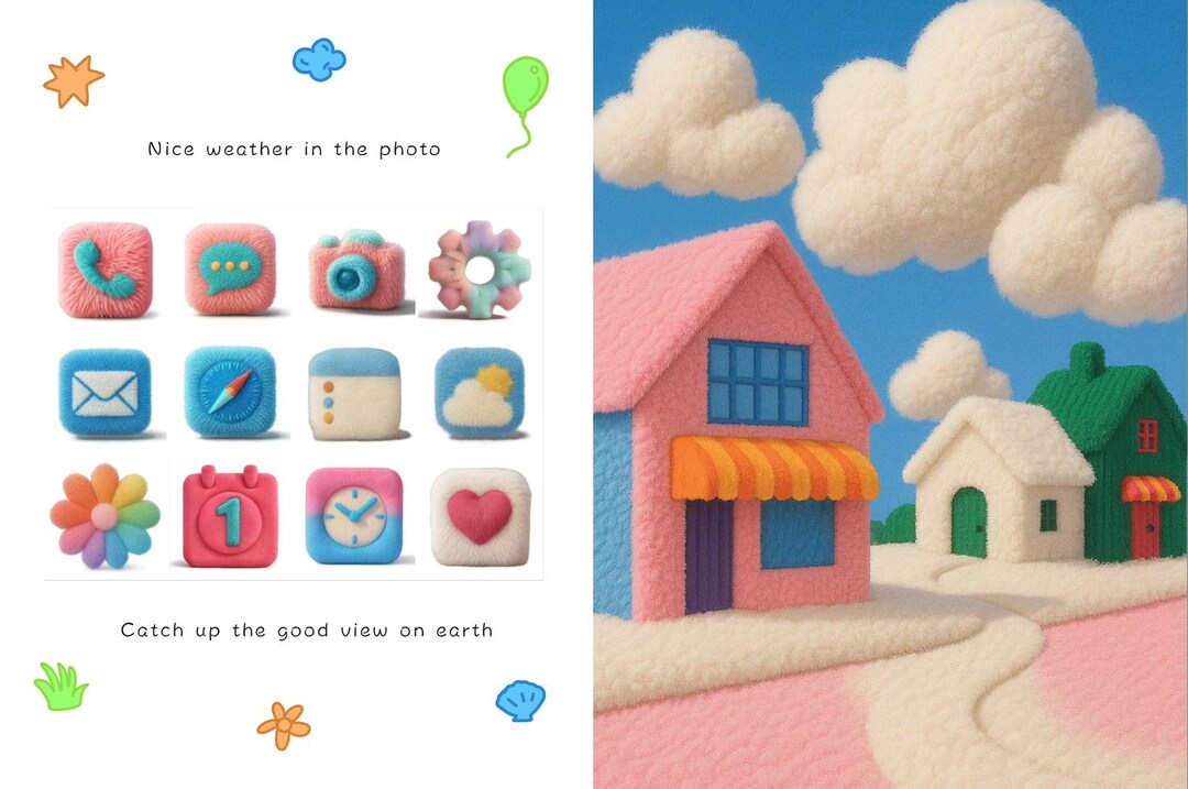 Fuzzy Ios App Icons Pack | 96 Fluffy Pastel Icons + 7 Wallpapers | Soft ...
