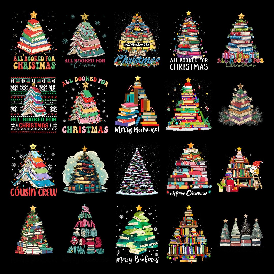 All Booked for Christmas PNG Bundle, Book Tree PNG, Merry Bookmas ...