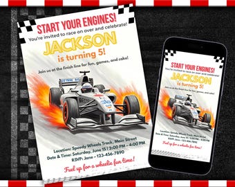 Race Car Birthday Invitation: Editable Race Track Party (digital ...