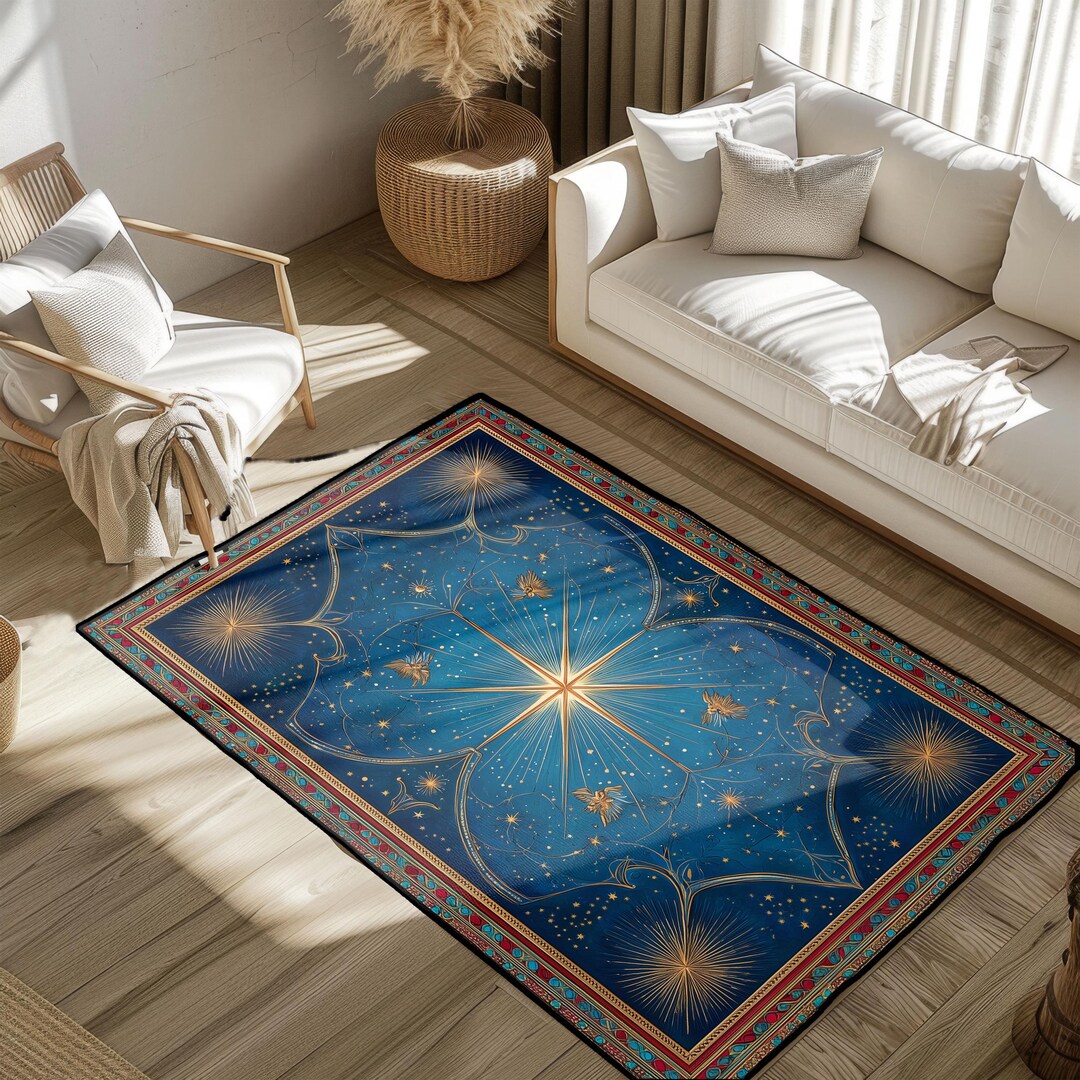 Celestial Star Rug, Witchy Tarot Area Rug, Spiritual Meditation Carpet ...