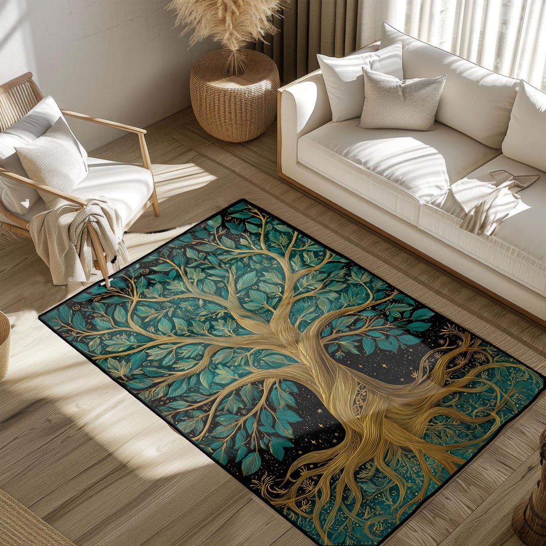 Tree of Life Rug, Nature Inspired Rug, Spiritual Symbol Rug, Meditation ...