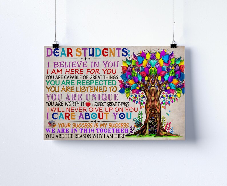 Dear Students Teacher Motivation Canvas, Inspirational Classroom Decor ...