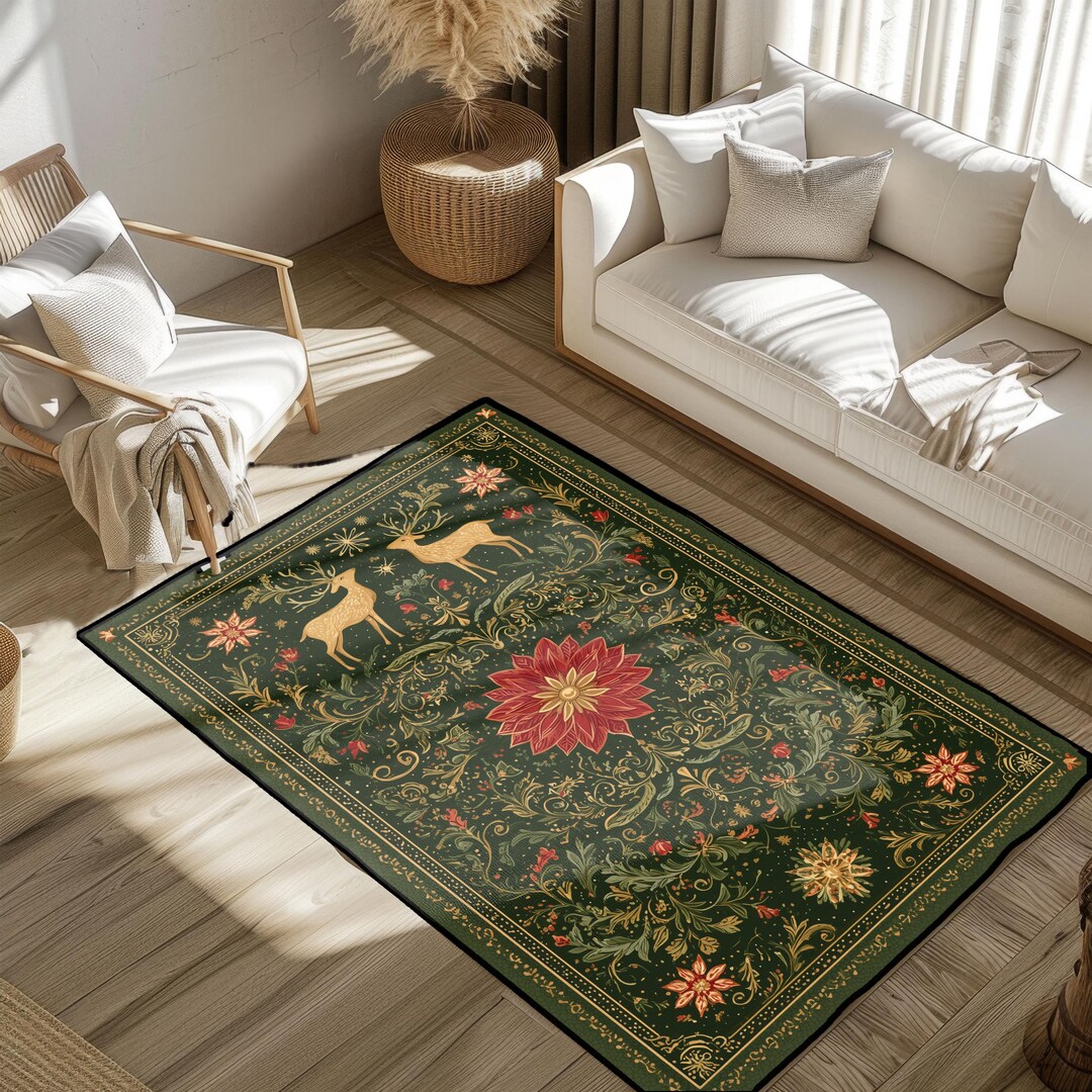 Christmas Reindeer Lover Gift Rug, Holiday Decor for Home Area Rug ...