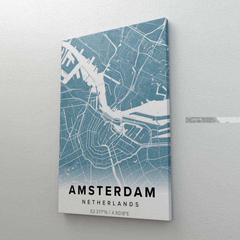 Amsterdam Map Posters, Netherlands City Canvas, Travel Hobby Wall Art ...