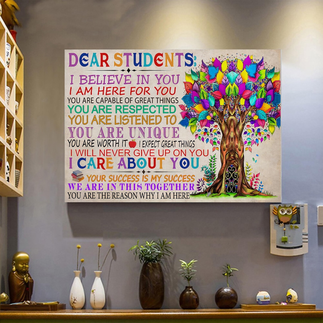 Dear Students Teacher Motivation Canvas, Inspirational Classroom Decor ...