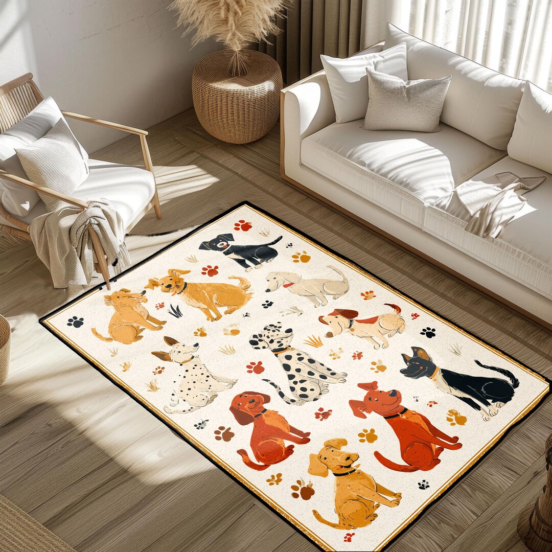 Cute Dog Breeds Rug, Dog Lover Rug, Pet Owner Rug, Animal Lover Rug ...