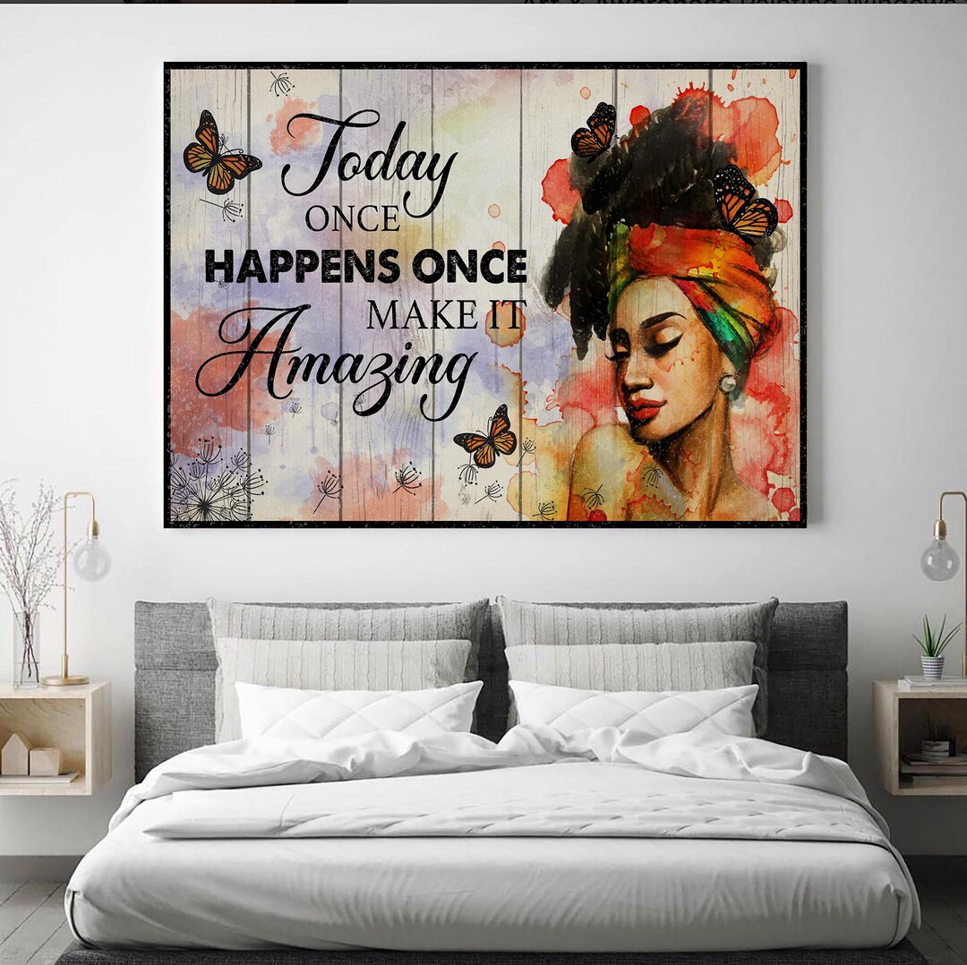 Empowering Black Woman Canvas, Inspirational Quote Poster, African ...