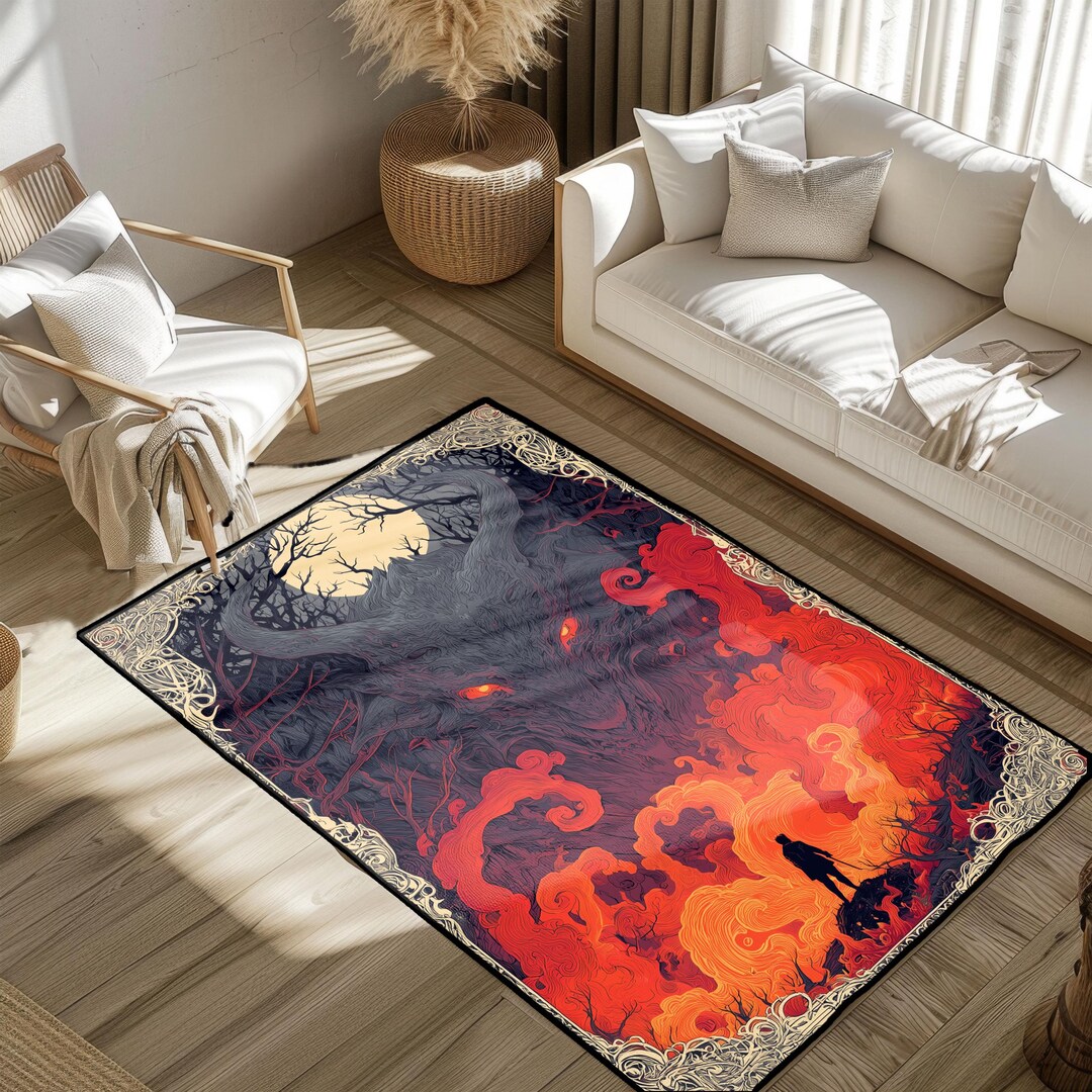 Fantasy Horror Rug, Mythical Monster Rug, Dark Forest Rug, Spooky ...
